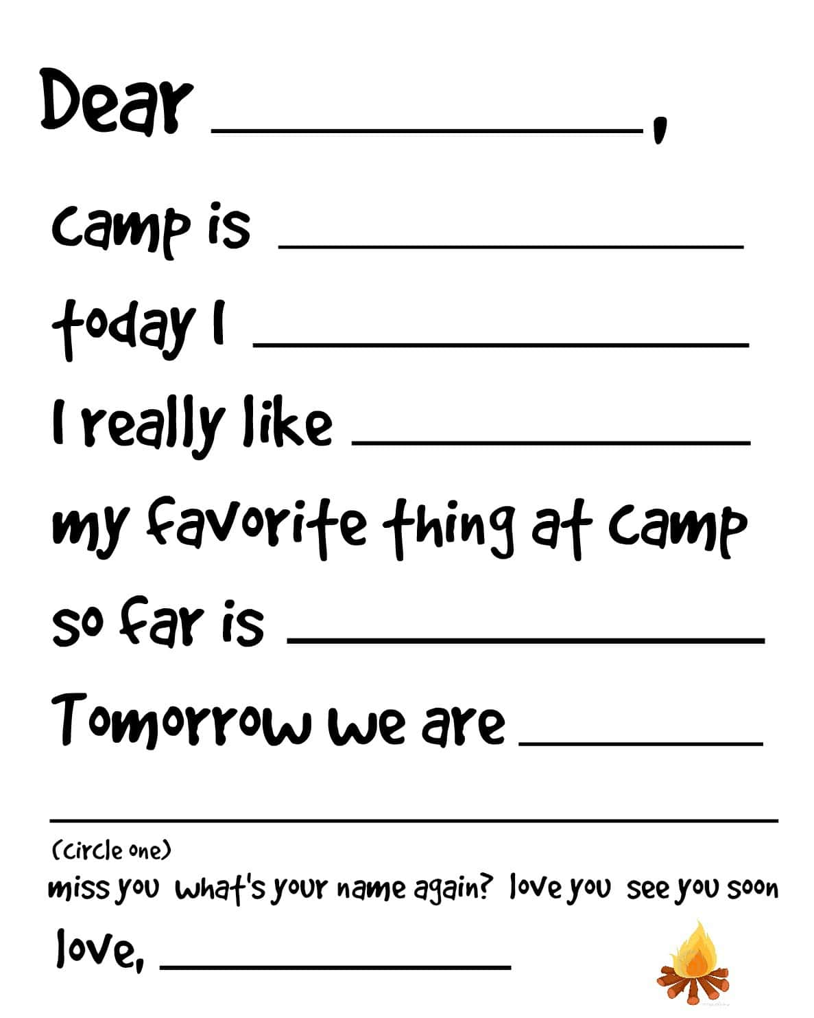 Letters from Camp - Free Printable - Design Dazzle
