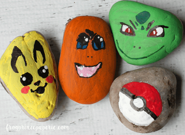 Pokemon Themed Painted Rock Ideas (Pikachu, Pokeball, etc.)