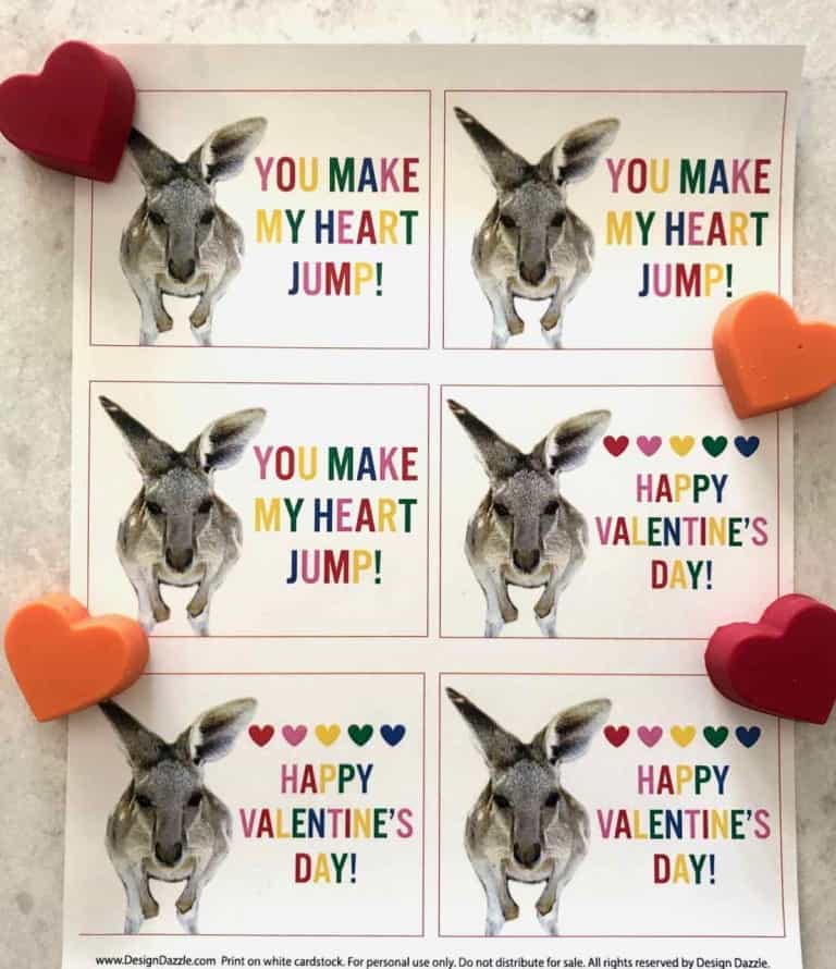 Kangaroo Valentine Free Printable - Design Dazzle
