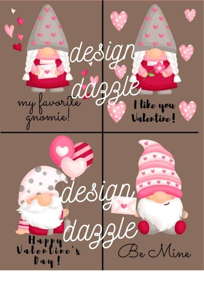Gnome Valentine's Day Printable Set - Design Dazzle