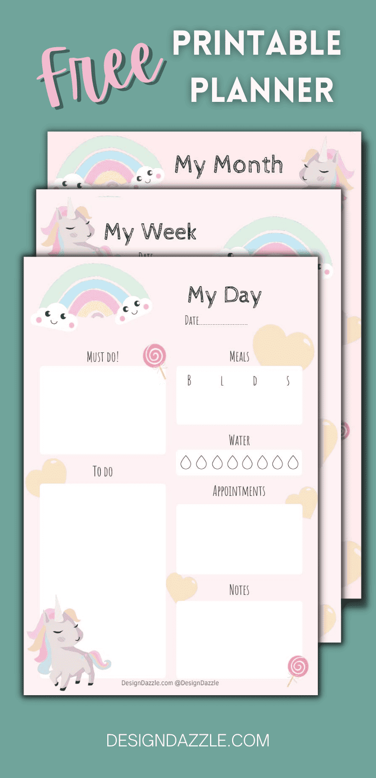 Unicorn Planner Free Printable - Design Dazzle