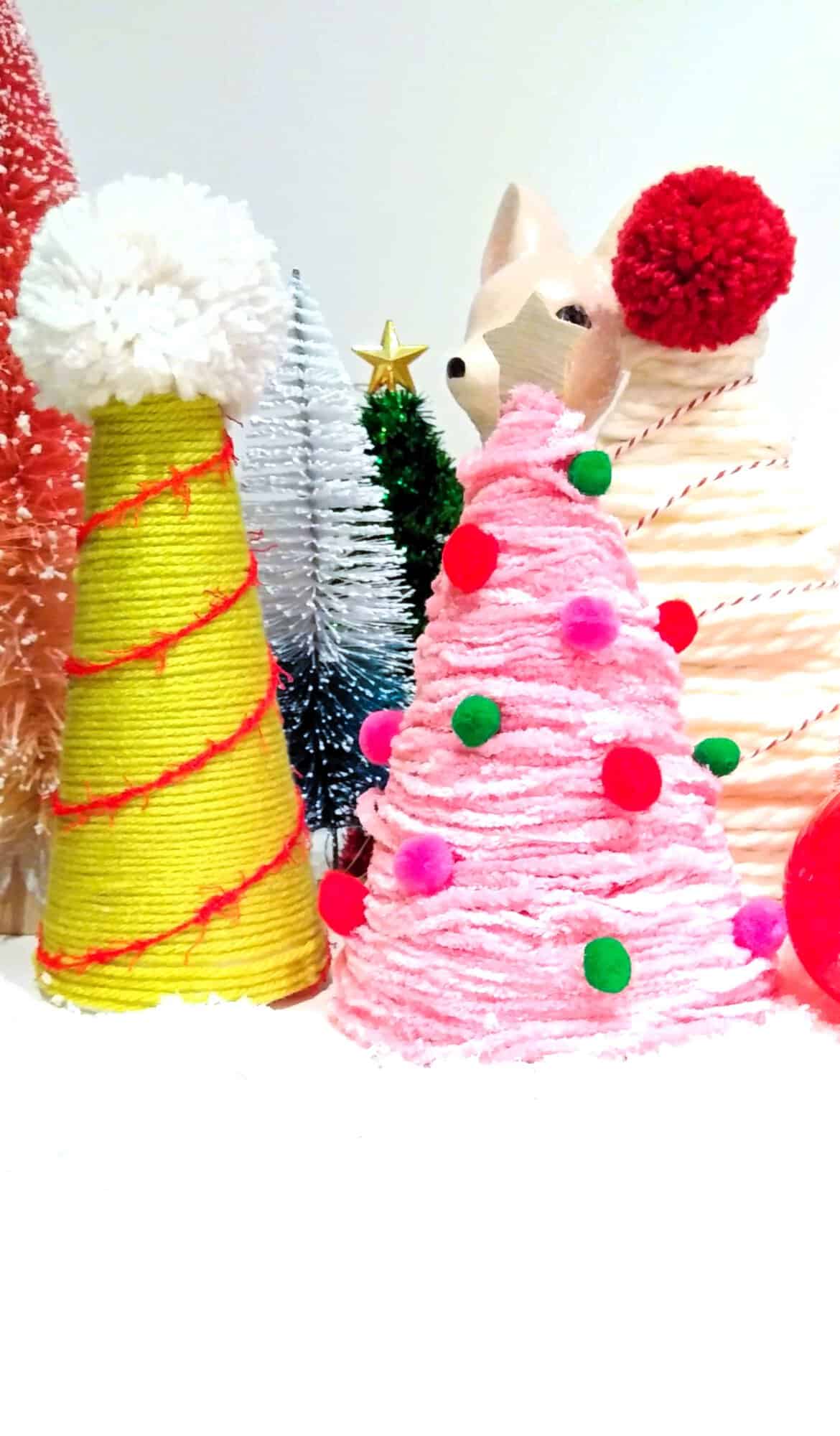 Easy Yarn Wrapped Christmas Tree Garden - Design Dazzle
